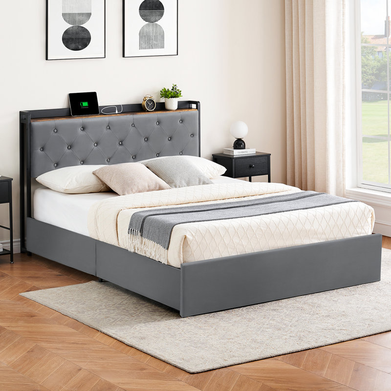 Mondrell Upholstered Platform Bed Winston Porter Size Queen